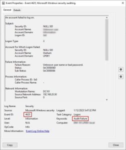 Audit Failed Logon Events or Attempts in Active Directory