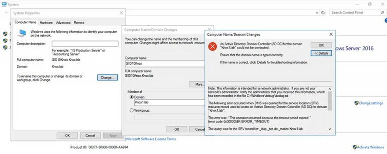 Troubleshoot AD Domain Controller could not be Contacted