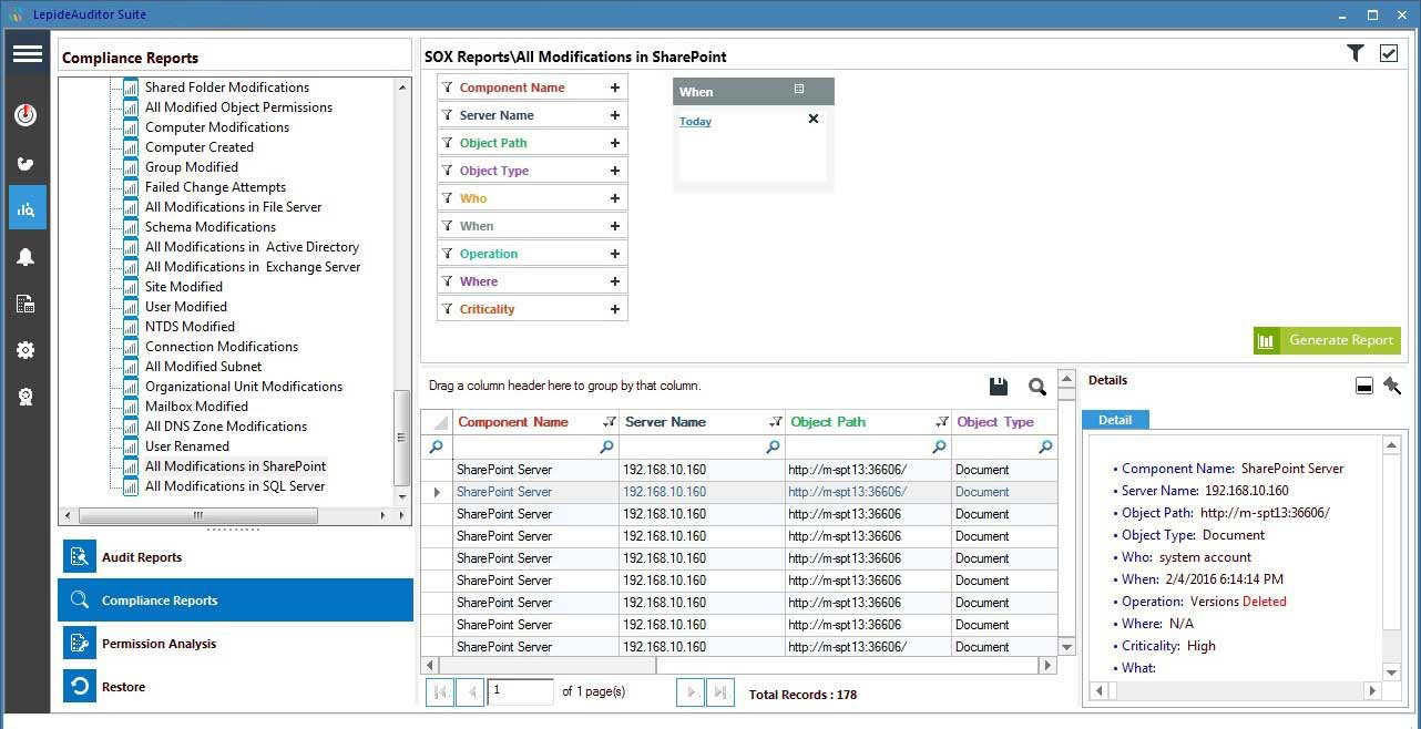SharePoint Auditing Solution to Audit and Report SharePoint Changes